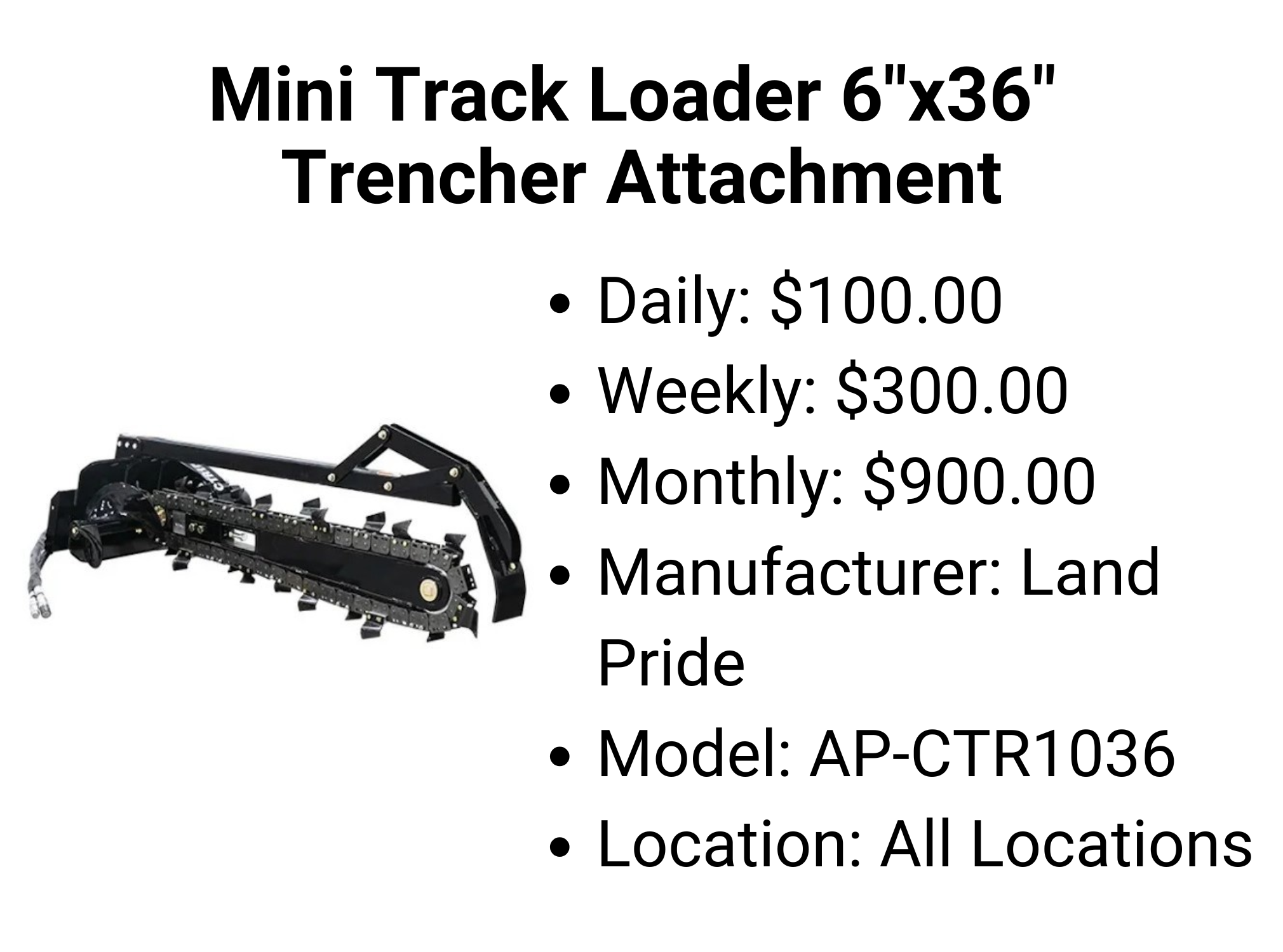 Mini Track Loader 6"x36" Trencher Attachment | Krebs Kubota